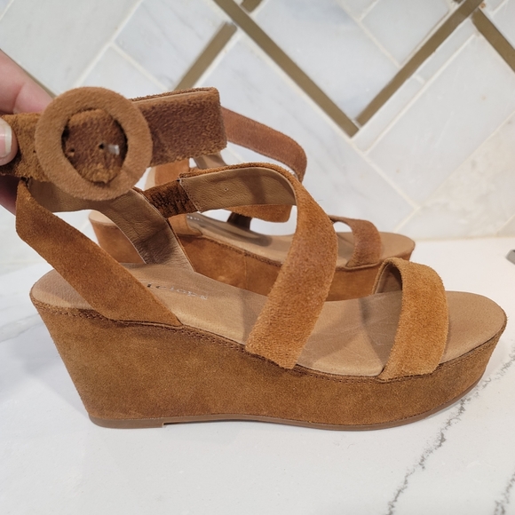 Antelope | Shoes | Antelope Suede Brown Stappy Platform Wedge Ankle ...